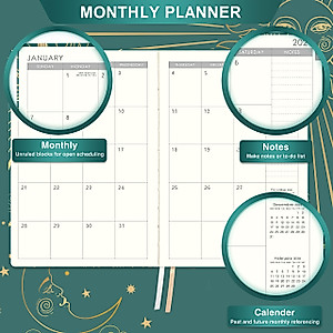 Planner 2024 - Weekly Monthly Planner 2024, 2024 Calendar Planner from January 2024 - December 2024, 5.75" x 8.4", Planner 2024 with Inner Pocket, Pen Holder, Elastic Closure