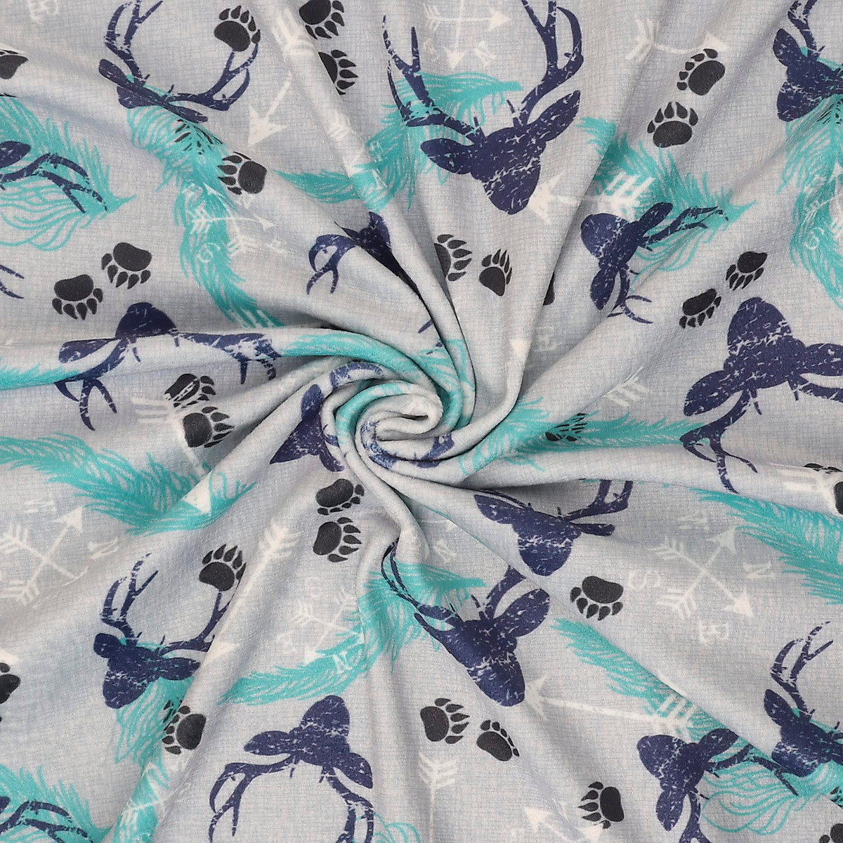 Mook Fabrics Stretch Minky Woodland Wonder, Navy Grey Cut by The Yard