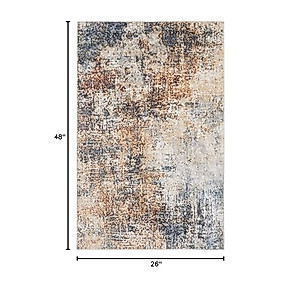 Nourison Astra Machine Washable Abstract Multicolor 2'2" x 4' Area Rug, Easy -Cleaning, Non Shedding, Bed Room, Living Room, Dining Room, Kitchen (2x4)