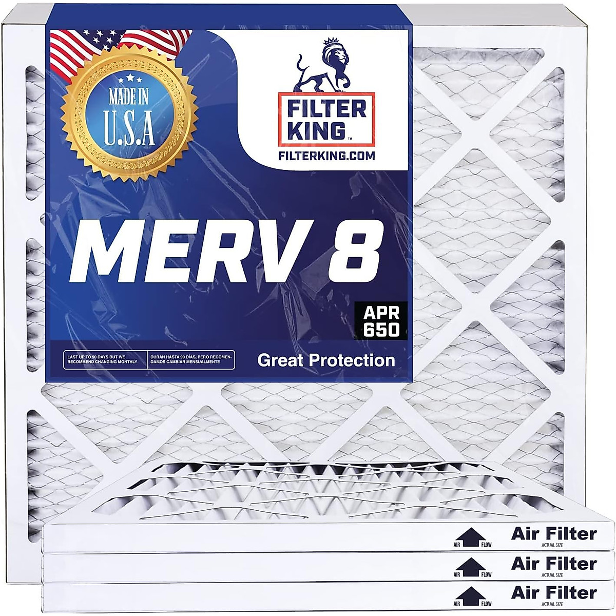 Filter King 25x32x1 Air Filter | 4-PACK | MERV 8 HVAC Pleated A/C Furnace Filter | MADE IN USA | Actual Size: 24.5 x 31.5 x .75"
