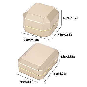 ZZYINH AN207 New Luxury Ring Pendant Necklace Box Wedding Case Jewelry Gift W/LED Light for Proposal Exquisite Jewelry Display Box Holder Small Jewelry (Color : Ring Box)