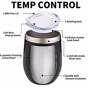 YEBTS Life 12oz/4 Pack Wine Tumbler Glasses with Lid-Stemless Double Wall Vacuum Stainless Steel Travel Tumbler,Keeping Cold and Hot for Wine,Drinks,Coffee,Cocktails,gift,Multi-color dark