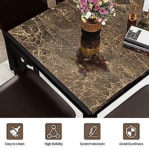 Recaceik Dining Room Table Set for 4 Modern Dinner Table Set for 4 Faux Marble Kitchen Table and Chairs for 4, 5 Piece Dining Table Set w/Leather Upholstered Dining Chairs for Small Spaces