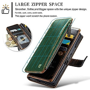 CaseMe for Samsung Galaxy Z Fold 5 Case with S Pen Holder, Z Fold 5 Wallet Case with Card Holder for Women Men, RFID Blocking Kickstand Zipper Shockproof Phone Case for Galaxy Fold 5, Luxury Coffee