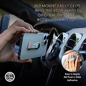 LOVEHANDLE Cell Phone Holder and Grip 360 Mount and Grip - Car Mount for Smartphones and Mini Tablets with 360 Rotation Technology - Combo Pack (Black Grip and Mount)