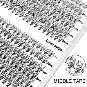 240 PCS Lash Clusters DIY Eyelash Extension 10D/20D Cluster Lashes C Curl 8-16mm Individual Eyelashes Cluster Lashes Wisps Reusable Mini Eyelash Cluster Eyelash Extensions at Home (10D/20D C 8-14mm)