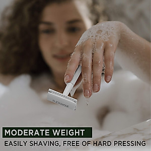 White Double Edge Safety Razor for Women and Men+ 50 Counts Saftey Blades for Shaving