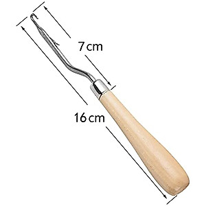 2 Pieces 6.3 Inch Wooden Bent Latch Hook Crochet Needle, Knitting Tool for Rug Making and Art Crafts