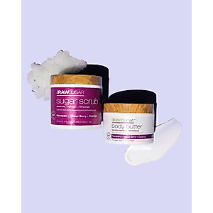 Raw Sugar Pineapple + Coconut + Maqui Berry Body Love Bundle - Body Wash, Body Scrub, Body Butter & Lip Balm, Clean, Made with Plant-Derived Ingredients, Formulated without Sulfates and Parabens