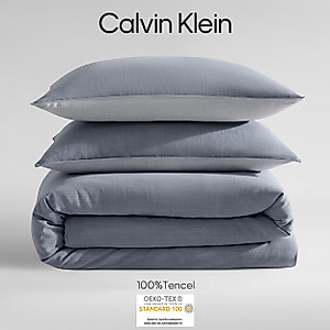 Calvin Klein - King Duvet Cover Set, Reversible Tencel Bedding with Matching Shams, Modern Home Decor (Slate Blue, King)