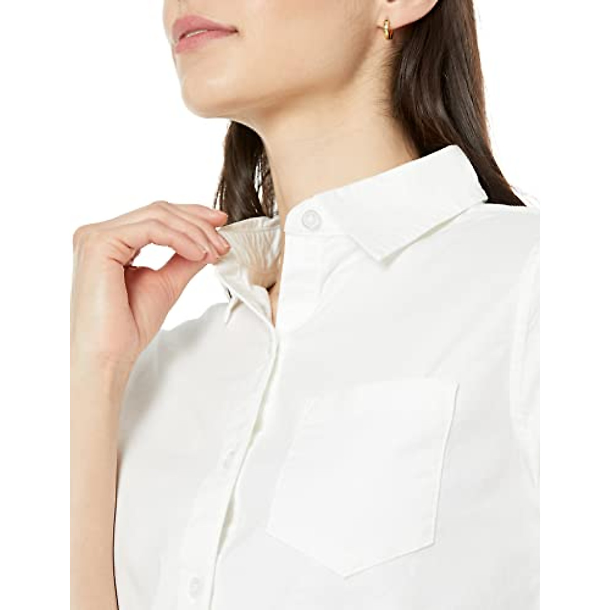 Amazon Essentials Women's Long Sleeve Button Down Stretch Oxford Shirt (Available in Plus Size), White, XX-Large