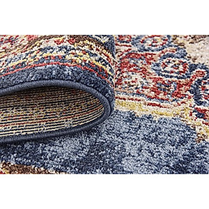 Unique Loom Utopia Collection Traditional Classic Vintage Inspired Area Rug with Warm Hues, 2 ft 7 in x 10 ft, Navy Blue/Burgundy
