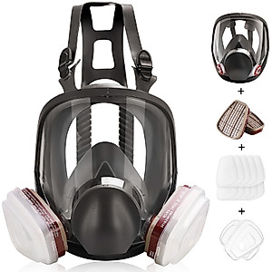 Full Face Gas Respirator Mask with Filters - Large 6800 Reusable Respirator Gas Masks for Gases/Dust/Vapors/Formaldehyde/Chemicals/Fume/Fit for Paint, Car Spray, Sanding,Polishing, Painting , Industry