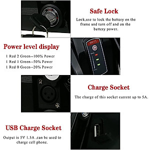 Advanced 48 Volts E-Bike Battery 10Ah, 12.5Ah, 15Ah, 18Ah, or 20Ah Rechargeable Lithium Battery Packs - Tailored for 1000W, 750W, 500W, 350W, and 150W Motors (48V,18AH)