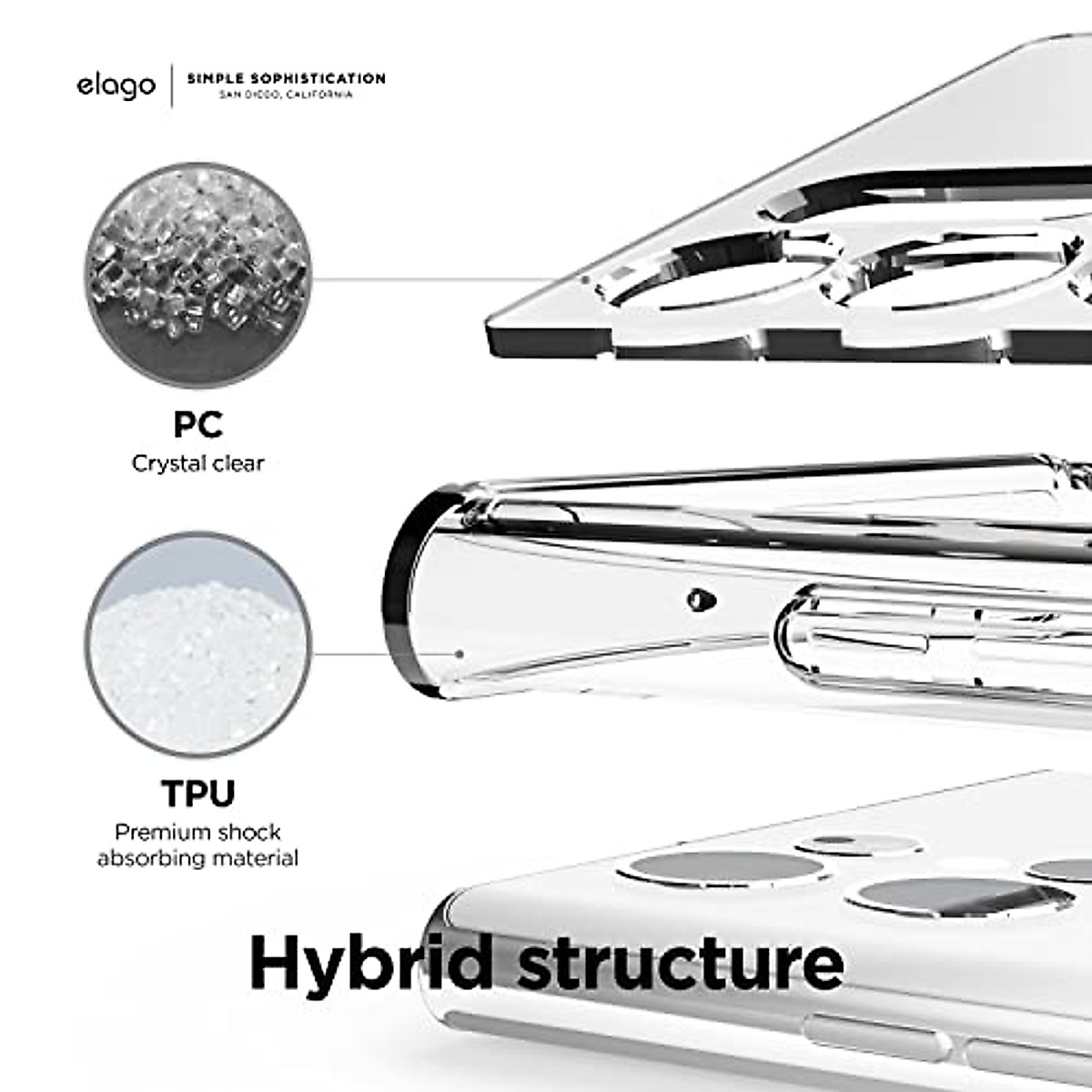 elago Clear Case Designed for Samsung Galaxy S22 Ultra - Precise Camera Cutouts, Sleek and Light Design, Protective Case, Shockproof Bumper Cover, Durable TPU and Polycarbonate Construction