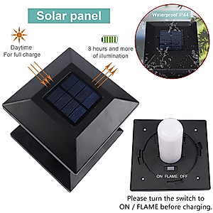 MAGGIFT 6 Pack Solar Flame Post Lights, Outdoor Solar Powered Fence Post Cap Lights, Brightness 72 SMD LED Flickering Flame Lights, 4x4, 5x5 or 6x6 Wooden Posts for Yard Fence Deck or Patio