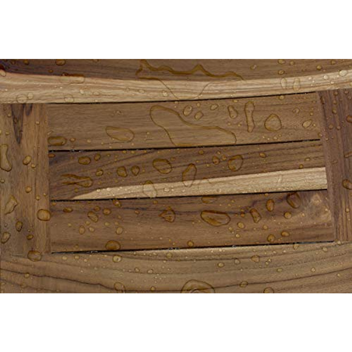 EcoDecors Satori Shower Stool Teak Wood Shower Bench with Curved Seat and Shelf 17″ Wooden Seat Shower Stool in Earthy Teak Finish