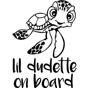 Lil Dude (or Dudette) on Board Turtle Vinyl Decal Sticker