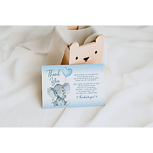 Your Main Event Prints Elephant Baby Shower Thank You Cards 20 Count Pre-written Thank You Cards, Baby Sprinkle Blue Dots
