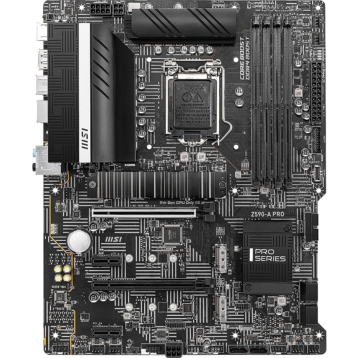 MSI Z590-A PRO ProSeries Computer Gaming Motherboard (ATX, 11th/10th Gen Intel Core, LGA 1200 Socket, DDR4, PCIe 4, M.2 Slots, USB 3.2 Gen 2, 2.5G LAN, DP/HDMI) Intel PC Motherboards (Renewed)