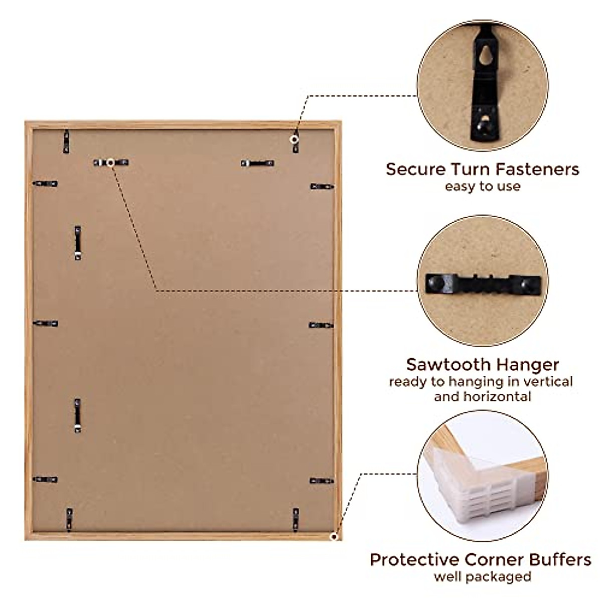 18x24 Picture Frame, 2 Pack 18 x 24 Wood Poster Frame, Solid Oak Wood Frame 18x24 Matted to 16x20, Wooden Frames 24x18, Large Art Frame 18x24