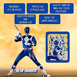 Bazillion Dreams Power Rangers Blue Ranger Fleece Softest Comfy Throw Blanket for Adults & Kids| Measures 60 x 45 Inches (Blue)
