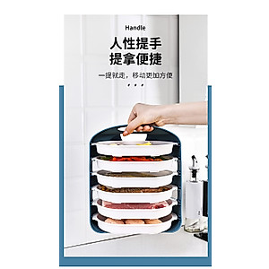 RJfashion Kitchen multifunctional side dish storage box-household multi-layer hot pot vegetable side dish tray-can be superimposed and assembled freely??????????? (white, 6-layer storage)