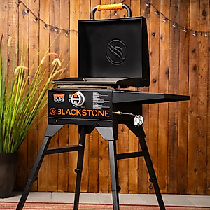 17 inch Blackstone Griddle with Hood and Cart, Flat Top Grill Propane Powered Portable Gas Grill for Camping and Outdoor BBQ Grill with Blackstone Accessories Kit, Cast Iron Seasoning,