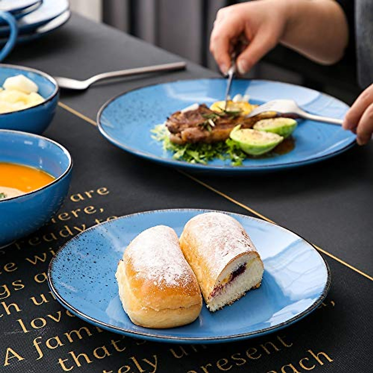 TBGFPO 48-Piece Stoneware Ceramic Dinnerware Set with Dinner Plate, Dessert Plate, 800ml Bowl, 380ml Mug Set