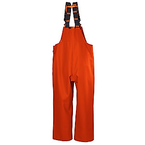 Helly-Hansen Workwear Storm Waterproof Bib Pants for Men Made from Heavy-Duty Breathable PVC-Coated Polyester for Mobility, Dark Orange/Black - Medium