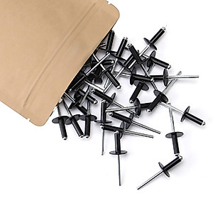 100pcs black Large Flange Blind Rivets, Aluminum, Flange Diameter 5/8" (16mm), Pop Rivets Assortment Kit Blind Rivet, 3/16" x 5/8", Grip Range (12-16mm)