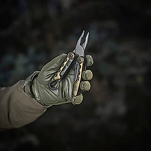 M-Tac 11-in-1 Multitool Pliers - Stainless Steel Utility Screwdriver Multi Tool in Nelon Belt Sheath for EDC Outdoor Camping, Fishing, Survival, Hiking (Gold #5)