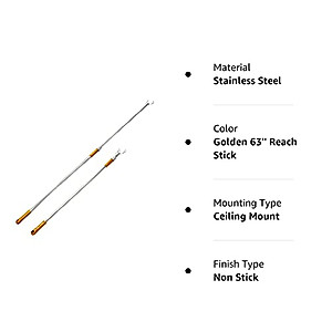 Seasonfall 63 Inch Long Reach Stick for Hanging Clothes Closet Poles for Reaching Clothes Extendable Reach Pole with Hook Retractable Adjustable Rod for Ceiling and Shelf