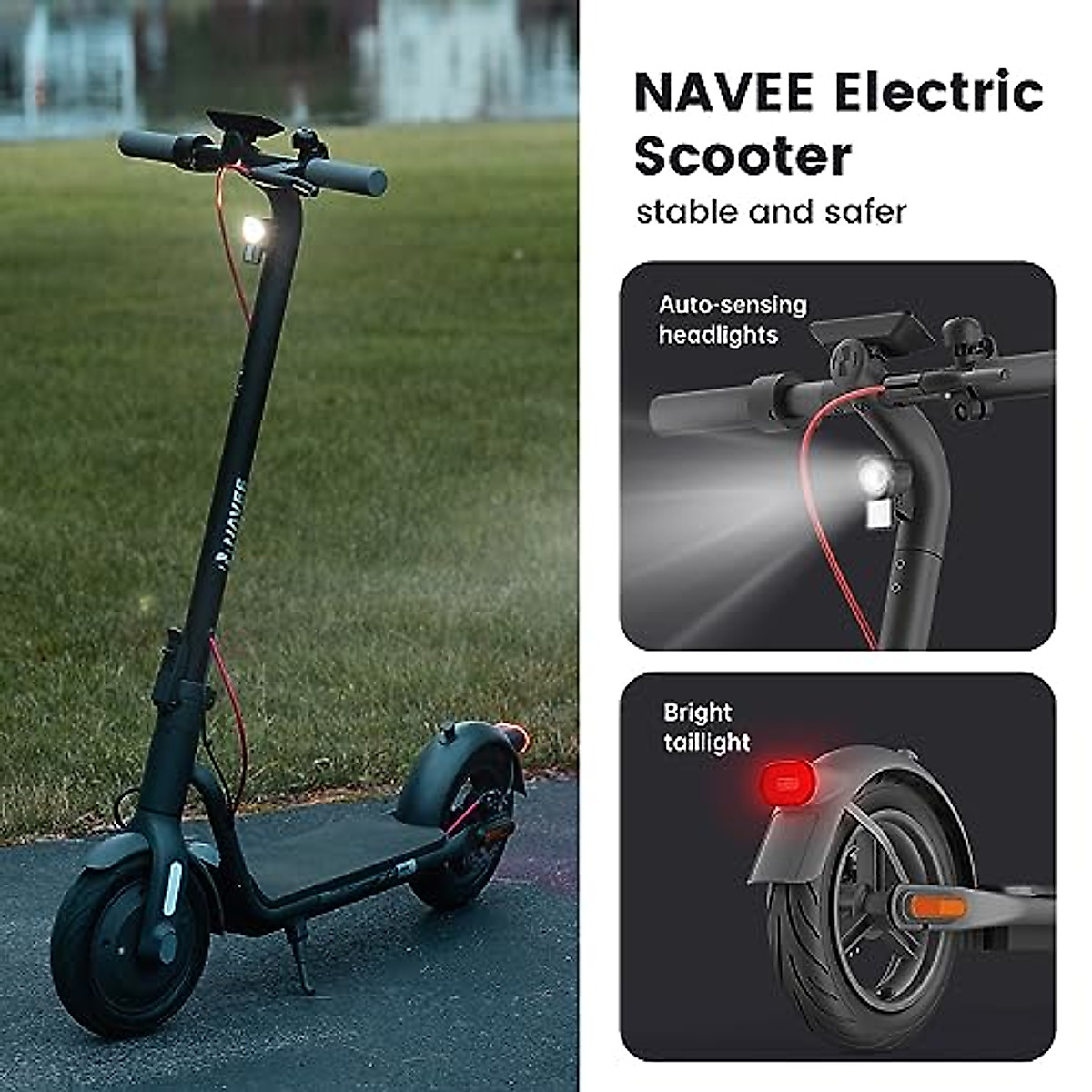 NAVEE Electric Scooter V40, 20 MPH Speed &25 Miles Range, 10" Pneumatic Tires, 700W Max Power, E-ABS and Rear Disk Brake, IP55 Waterproof, Foldable Electric Scooter for Adults, Teenager