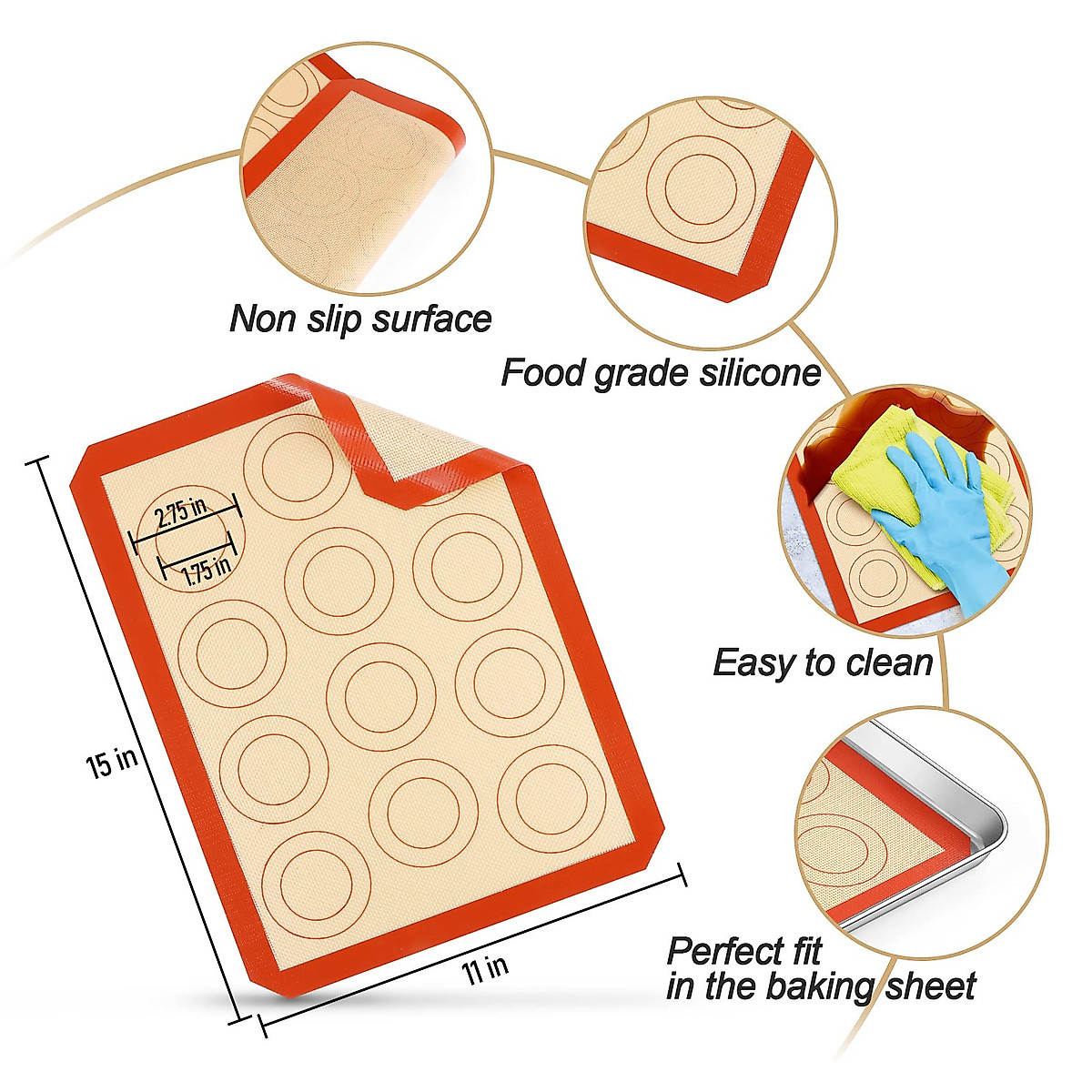 TeamFar Baking Sheet, 16’’ x 12’’ x 1’’ Stainless Steel Baking Cookie Sheet Pan with Cooling Rack & Silicone Mat Set for Oven, Non-toxic & Healthy, Dishwasher Safe & Easy Clean – Set of 3