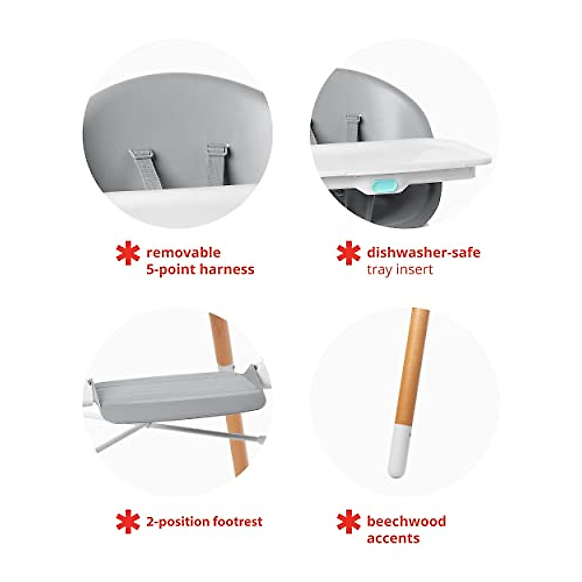 Skip Hop Baby High Chair, Eon 4-in-1, Grey/White