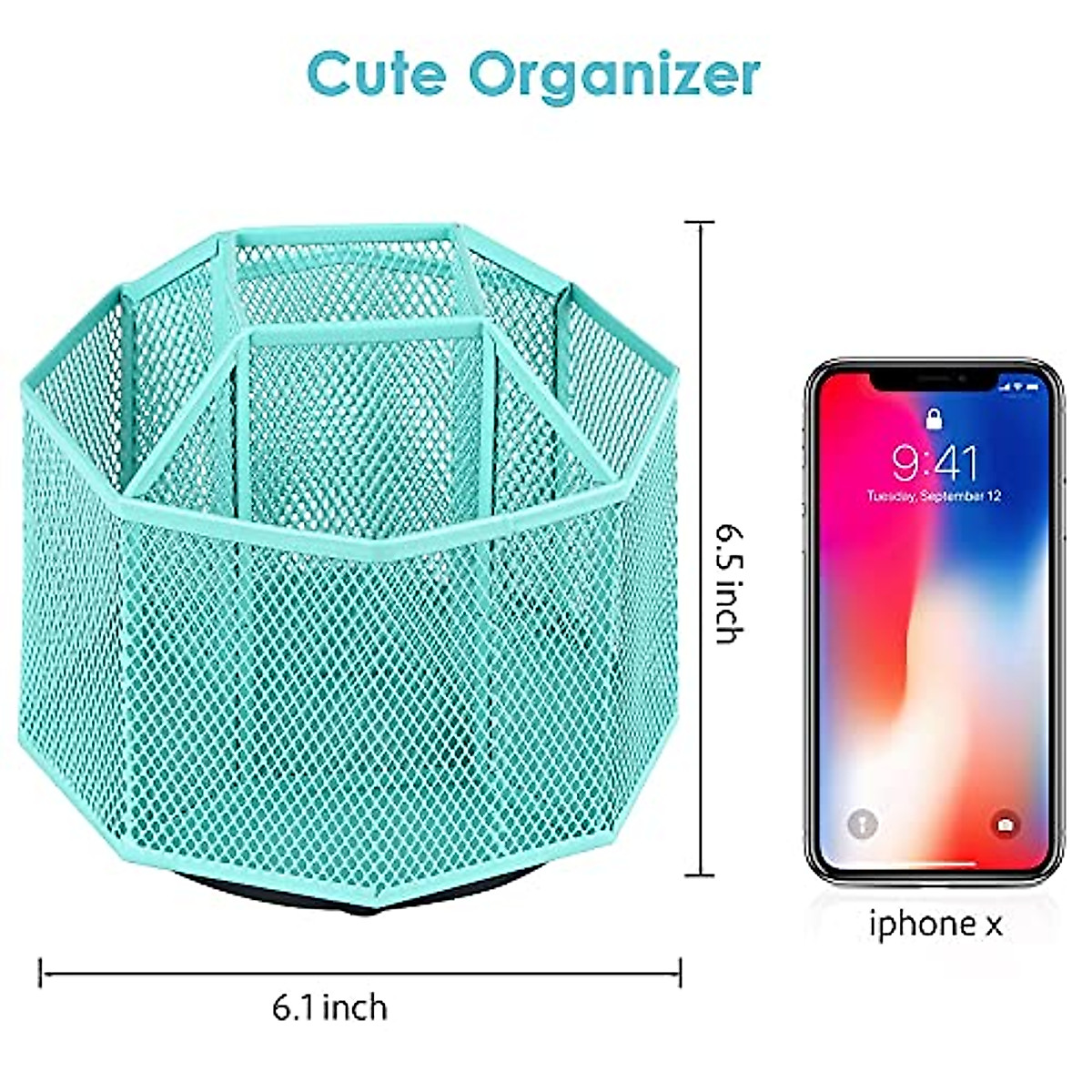 Cute Rotate Art Supply Organizer, Colored Pencil Holder - Art Caddy Accessories Carousel, Spinning Desk Office Supplies Storage for Home, Office, Classroom & Art Studio - Green