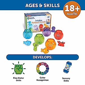 Learning Resources Peekaboo Fishbowl Friends, 10 Pieces, Ages 18 Months+, Learning Toys, Baby Toys, Educational Toys,Fish Toys,Animal Toys,Bath Toys