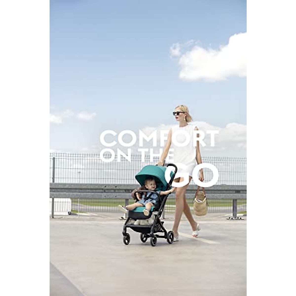 CYBEX Beezy Stroller, Lightweight Baby Stroller, Compact Fold, Compatible with All CYBEX Infant Seats, Stands for Storage, Easy to Carry, Multiple Recline Positions, Travel Stroller, Classic Beige