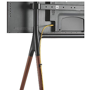 Displays2go Sawhorse Artistic TV Stand, 49" - 70", Wooden Legs – Black/Walnut (ARTTV70B)