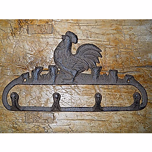 Antiques Vintage/Hooks Cast Iron/Coat Hook/Locker Rooms/Kitchens Cast Iron Rooster Towel, Coat Hooks, Farm Hat Hook, Key Rack Chicken