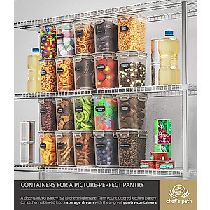 Chef's Path Airtight Plastic Food Containers with Lids - 20 Pack (1.6 Liter Each) - Durable Kitchen and Pantry Storage for Cereal, Rice, Pasta, Sugar - Airtight Food Storage Containers