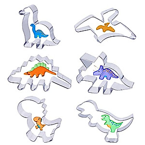 Dinosaur Cookie Cutters,hitsuki Stainless Steel Cookie Cutter Metal Cookie Cutters Fun Dino Cookie Cutters,Dinosaur Cookie Cutters for Kids Dinosaur Pancake Molds,6 Pcs
