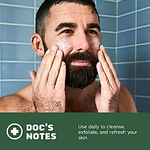 Dr. Squatch Men's Face Wash and Bar Soap Bundle - Exfoliating Face Wash made with Natural Ingredients - Pine Tar Face Wash and Pine Tar Bar Soap, Wood Barrel Bourbon, and Gold Moss