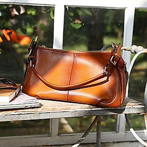 Kattee Vintage Genuine Leather Tote Shoulder Bag With Adjustable Handles Soft Leather Hobo handbags for Women