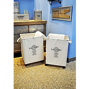 Heavy Duty Set of 2 Laundry Hampers on Wheels - for Bedroom, Bathroom, Nursery, Dorm - Fabric Home Décor - By Designstyles