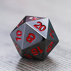 Frienda Zinc Alloy Metal Polyhedral 7-die Dice Set Compatible with Dungeons and Dragons RPG Dice Gaming Math Teaching, D20, D12, 2 Pieces D10 (00-90 and 0-9), D8, D6 and D4 (Black and Red)