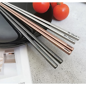 OBTIAN Custom Chopsticks Set Personalized Laser Engraved Gift Stainless Steel Metal Colorful Name Custom Chopsticks Gift for Boyfriend Girlfriend Gift Gift for Friends