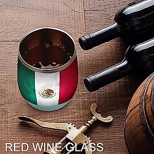 Mexico Grunge Flag Funny Wine Tumbler 12 Oz Stainless Steel Insulated Mug Double Wall Water Cup with Lid