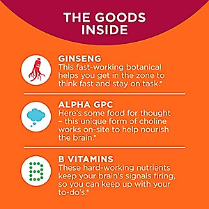 Olly Laser Focus Gummy 18 Day Supply Gummies Ginseng Alpha GPC B Vitamins Chewable Supplement, Berry Tangy Tangerine, 36 Count